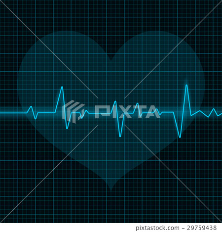 Electrocardiogram. Blue waves with heart symbol - Stock Illustration ...