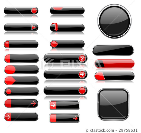 Black and red menu buttons. Interface elements - Stock Illustration ...