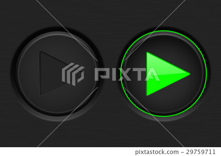 Play button. Black button with green backlight - Stock Illustration ...