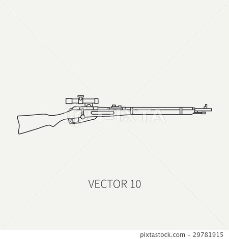 Line flat plain vector military icon rifle - Stock Illustration ...