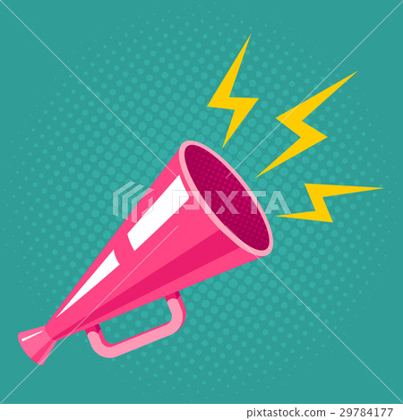megaphone on halftone background - Stock Illustration [29784177] - PIXTA