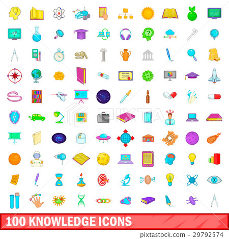 100 knowledge icons set, cartoon style - Stock Illustration [29792574 ...