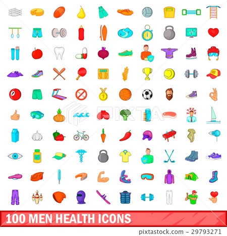 100 men health icons set, cartoon style - Stock Illustration [29793271 ...