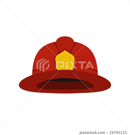 Red fireman helmet icon, flat style - Stock Illustration [29795235] - PIXTA