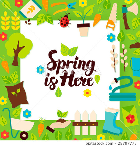 Spring is Here Paper Template - Stock Illustration [29797775] - PIXTA