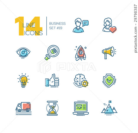 Business - colored modern single line icons set - Stock Illustration ...