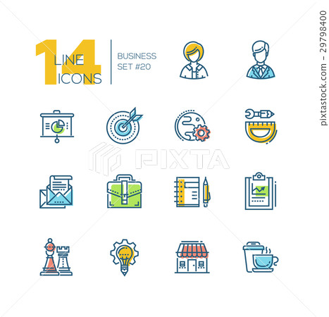 Business - colored modern single line icons set - Stock Illustration ...