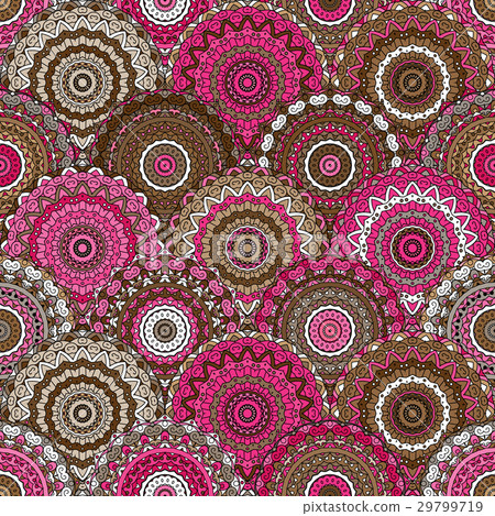 Seamless round pattern for printing on fabric or - Stock Illustration ...