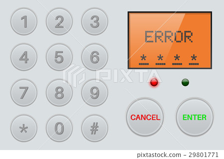 Pin enter display with number buttons and sign - Stock Illustration ...