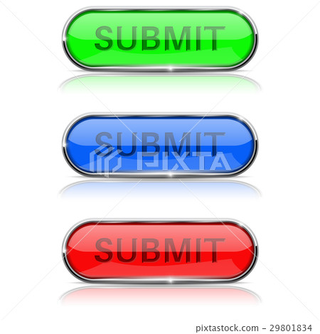 Submit buttons. Oval 3d icons with chrome frame - Stock Illustration ...