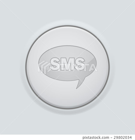 Round button with SMS sign. On gray interface - Stock Illustration ...