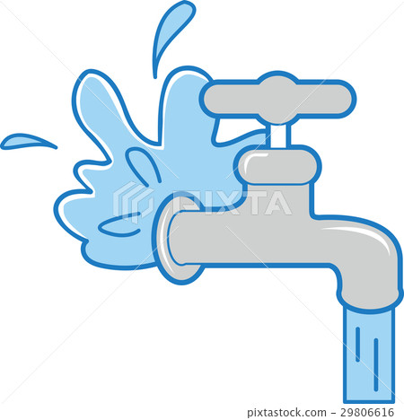 Illustration of a faucet overflowing with water... - Stock Illustration ...