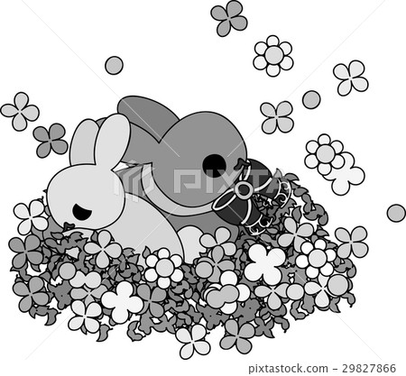 Cute bunny and flower garden - Stock Illustration [29827866] - PIXTA