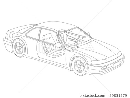 Car line drawing, interior structure of automobile - Stock Illustration ...