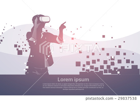 Silhouette Business Man Wear Virtual Reality - Stock Illustration ...