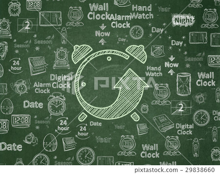 Time concept: Alarm Clock on School board - Stock Illustration ...