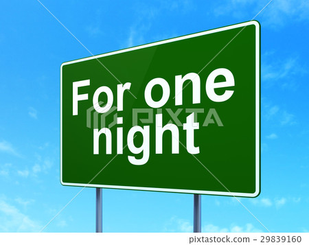 Travel concept: For One Night on road sign - Stock Illustration ...