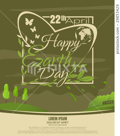 Happy Earth Day. Beautiful spring landscape - Stock Illustration ...
