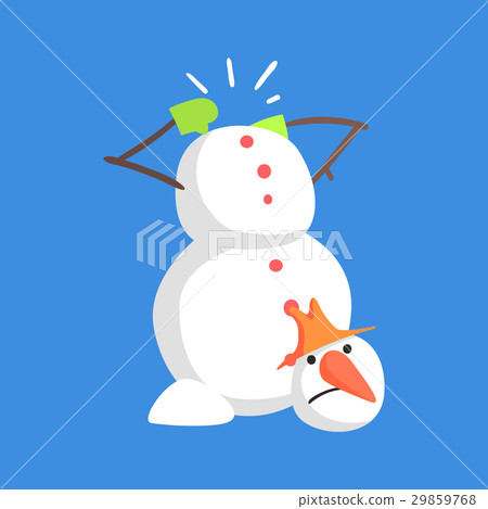 Alive Classic Three Snowball Snowman Lost His Head - Stock Illustration ...