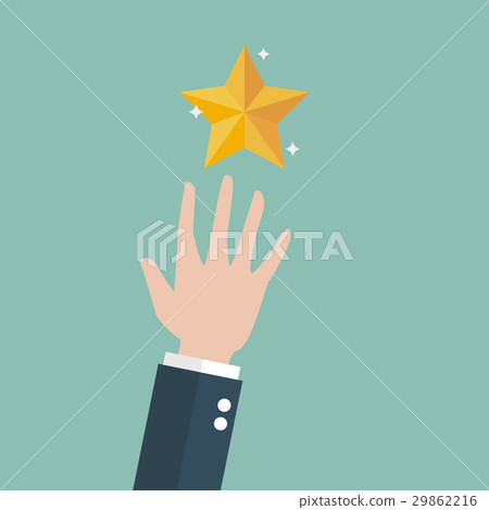 Hand grabbing a golden star - Stock Illustration [29862216] - PIXTA