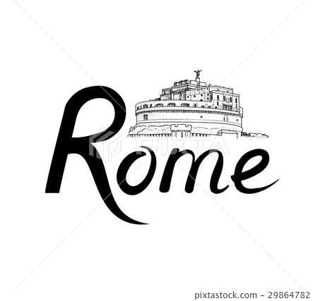 Rome city. Landmark, lettering. Travel Italy sign - Stock Illustration ...