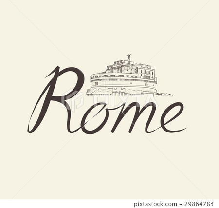 Rome city. Landmark, lettering. Travel Italy sign - Stock Illustration ...