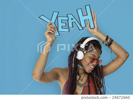 African Descent Female Yeah Headphones - Stock Photo [29872660] - PIXTA