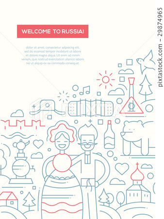 Welcome to Russia - line design brochure poster - Stock Illustration ...