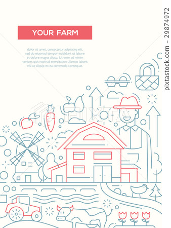 Your Farm - line design brochure poster template - Stock Illustration ...