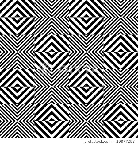 Black And White Geometric Square Seamless Pattern - Stock Illustration 