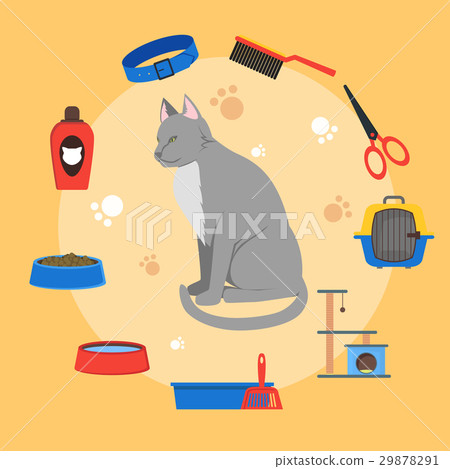 Cartoon Cat Care Concept. Vector - Stock Illustration [29878291] - PIXTA