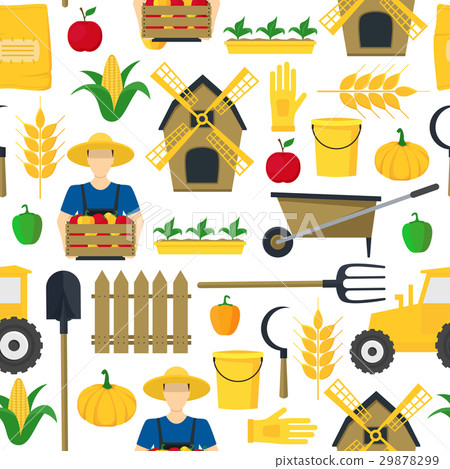 Farmer Background Pattern Farming Elements and - Stock Illustration ...