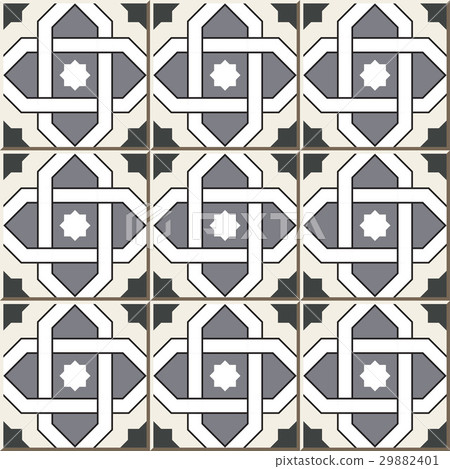 Ceramic tile pattern of cross star frame - Stock Illustration [29882401 ...