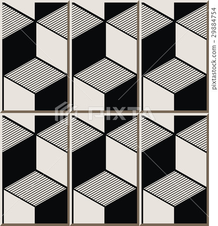 Ceramic tile pattern of black white cubic line - Stock Illustration ...