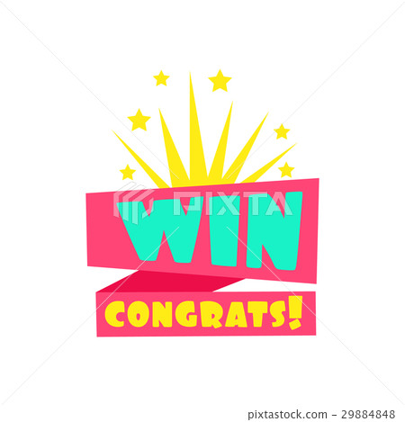 Win Congratulations Sticker Design Template For - Stock Illustration ...