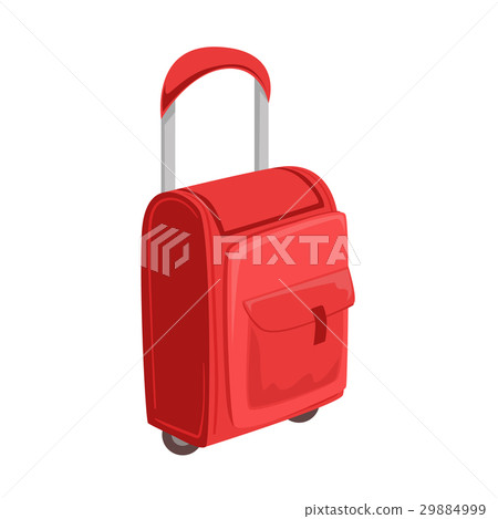 Small Red Suitcase With Pockets On Wheels With - Stock Illustration ...