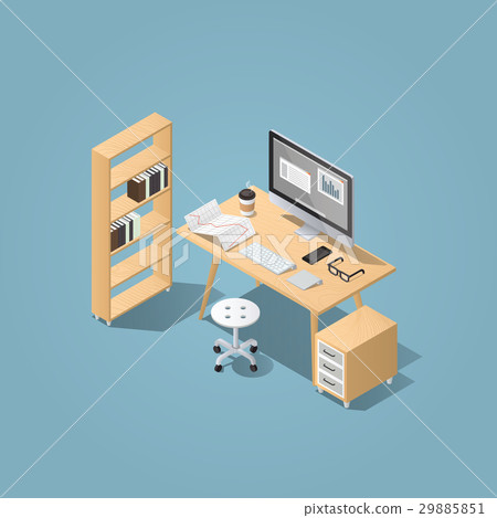 Isometric workplace - Stock Illustration [29885851] - PIXTA
