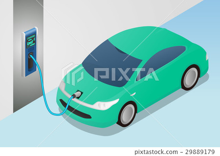 Electric car charging with wallbox - Stock Illustration [29889179] - PIXTA