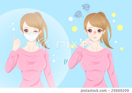 cartoon girl get hay fever - Stock Illustration [29889209] - PIXTA