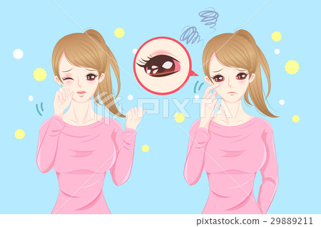 woman with eye pain - Stock Illustration [29889211] - PIXTA