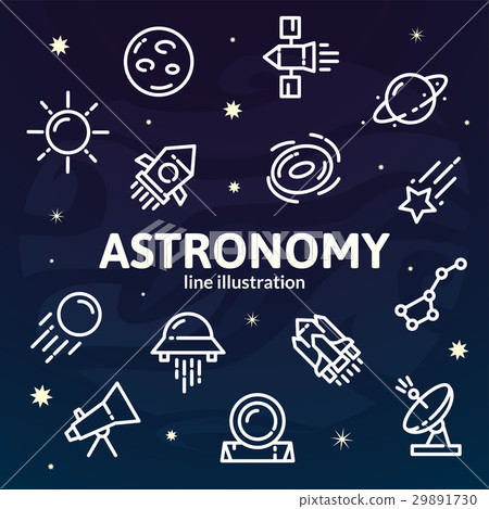 Thin line Space elements, vector illustration - Stock Illustration ...