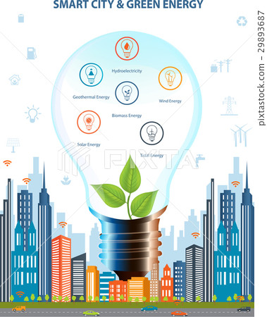Smart city concept and Green energy - Stock Illustration [29893687] - PIXTA