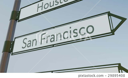 San Francisco direction sign on road signpost with - Stock Illustration ...