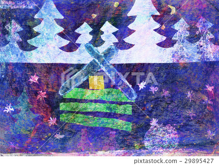House at night in the wood drawing - Stock Illustration [29895427] - PIXTA