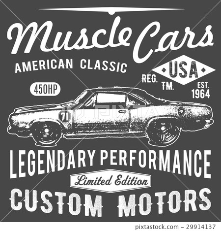 T-shirt typography print design, retro car vector - Stock Illustration ...