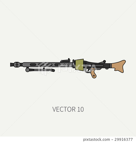 Line flat color vector military icon - machine gun - Stock Illustration ...