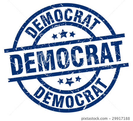 democrat blue round grunge stamp - Stock Illustration [29917188] - PIXTA