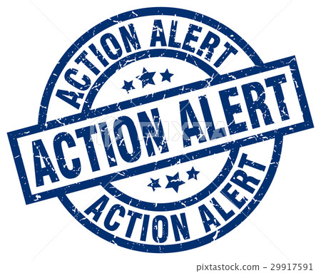 action alert blue round grunge stamp - Stock Illustration [29917591 ...