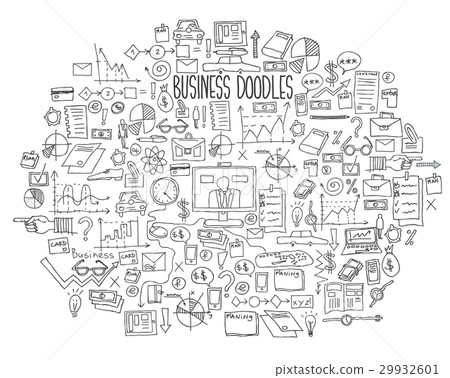 Hand draw doodle elements bank business finance-插圖素材 [29932601] - PIXTA圖庫