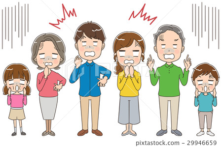 Illustration of three generation family shocked... - Stock Illustration ...